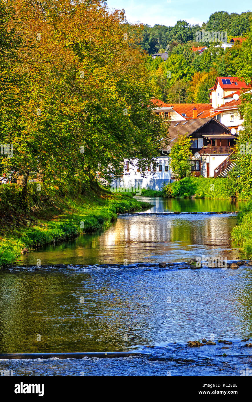 Reflections of nature - the river Salz in the Hessian health resort Bad ...
