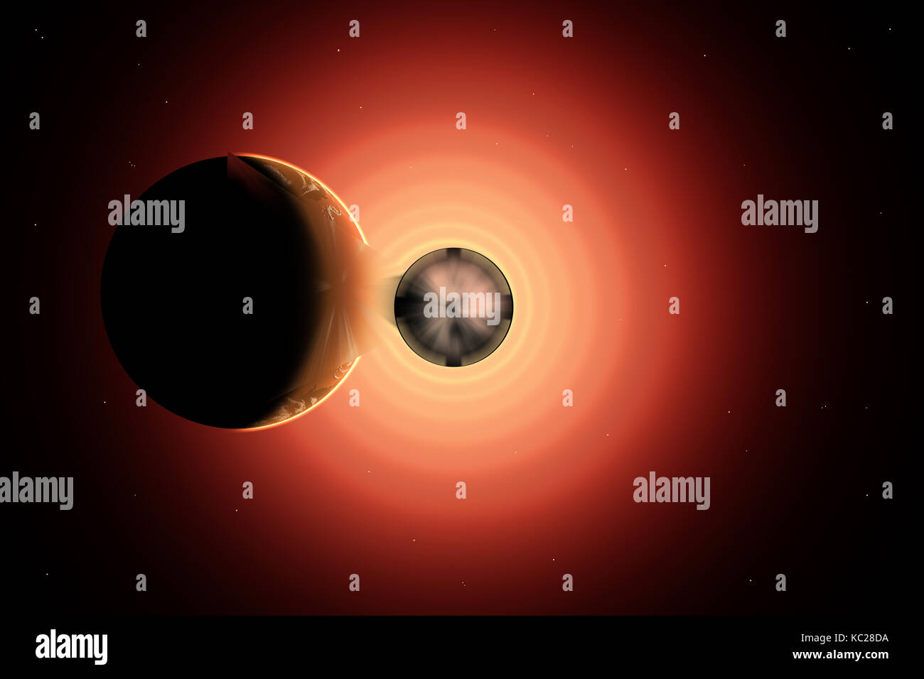 A Rogue Planet Being Pulled Into A Black Hole Stock Photo - Alamy