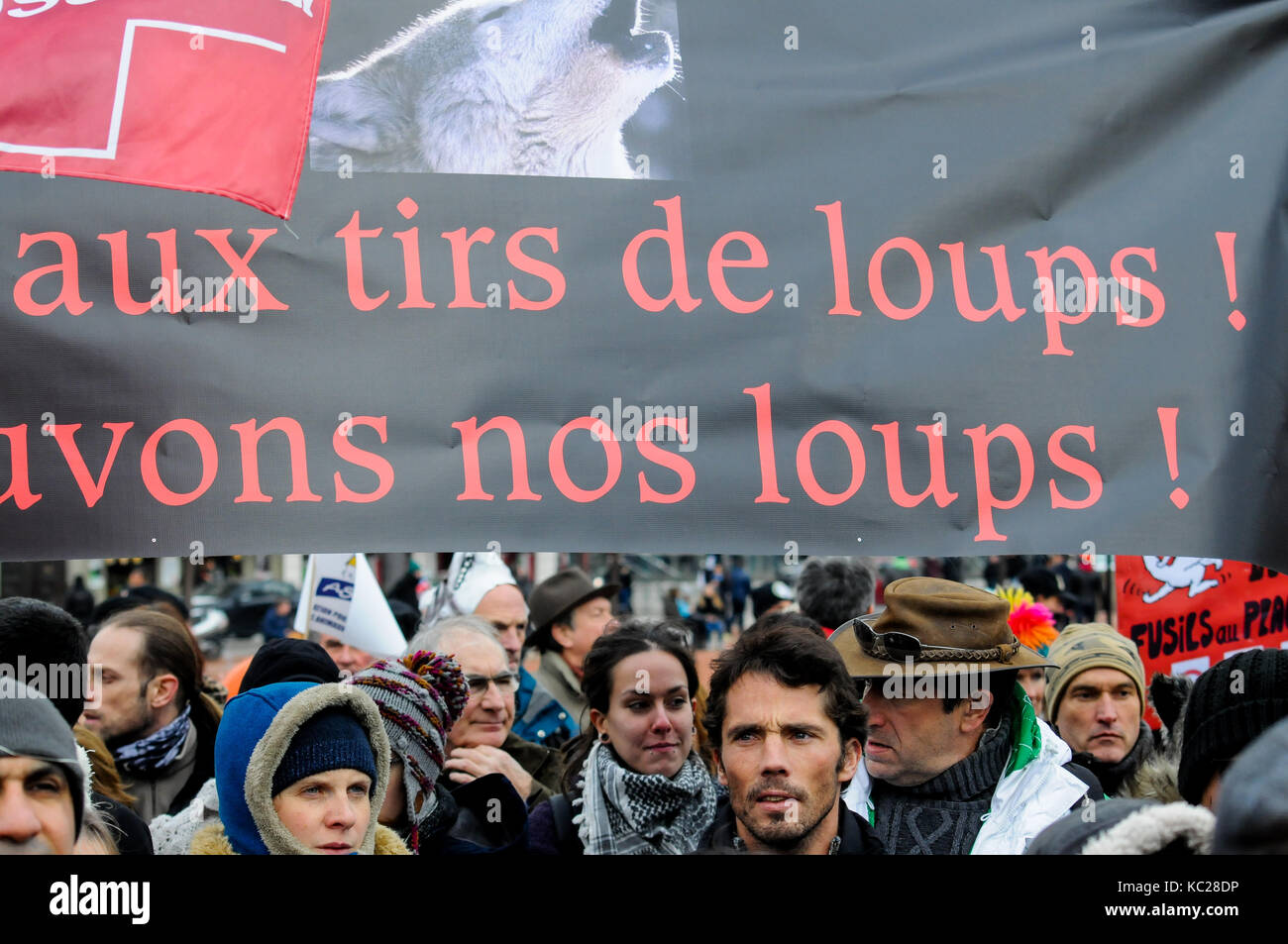 Thousands protest wolves killing in Lyon, France Stock Photo - Alamy
