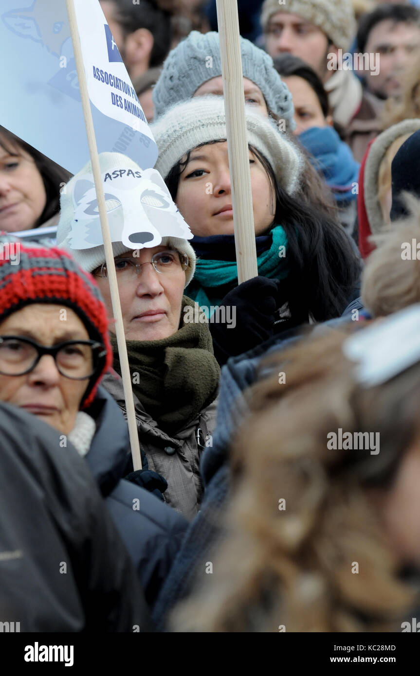 Thousands protest wolves killing in Lyon, France Stock Photo - Alamy