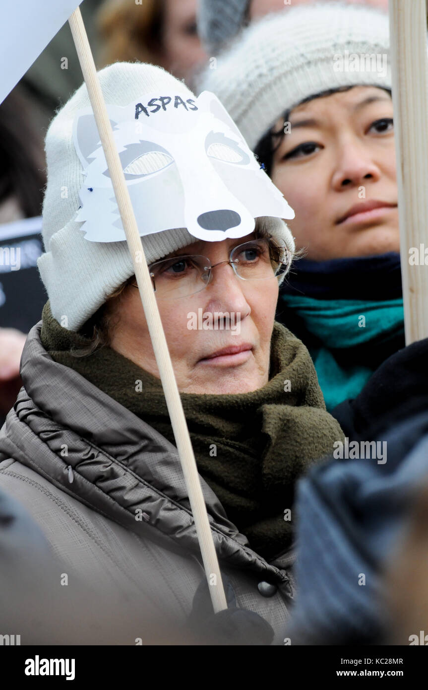 Thousands protest wolves killing in Lyon, France Stock Photo - Alamy
