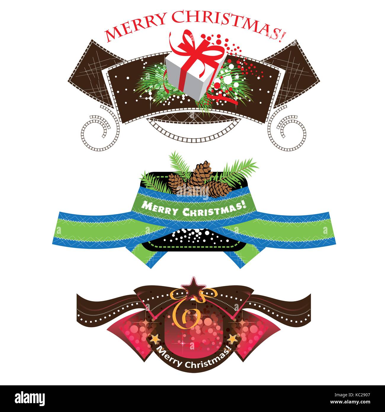 Christmas labels, set elements, vector illustration Stock Vector Image ...