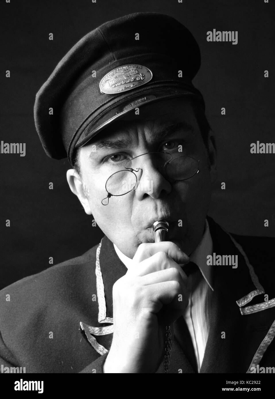 Vintage Steam train Station Master Stock Photo - Alamy