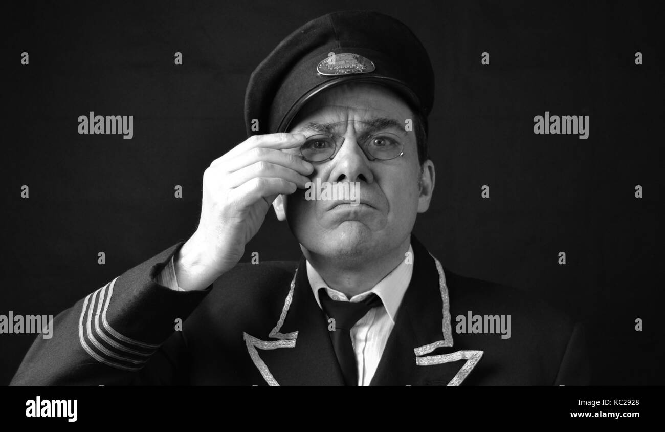 Vintage Steam train Station Master Stock Photo - Alamy