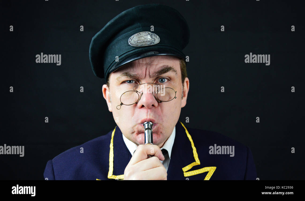 Vintage Steam train Station Master Stock Photo - Alamy