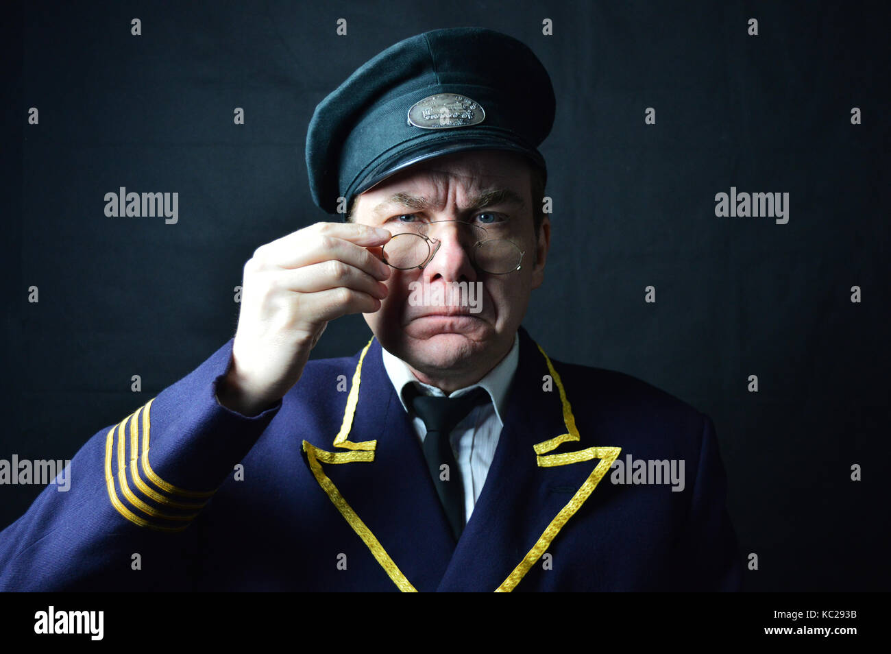 Vintage Steam train Station Master Stock Photo - Alamy