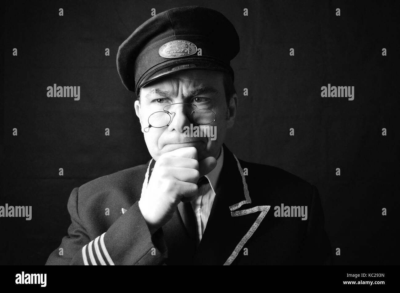 Vintage Steam train Station Master Stock Photo - Alamy