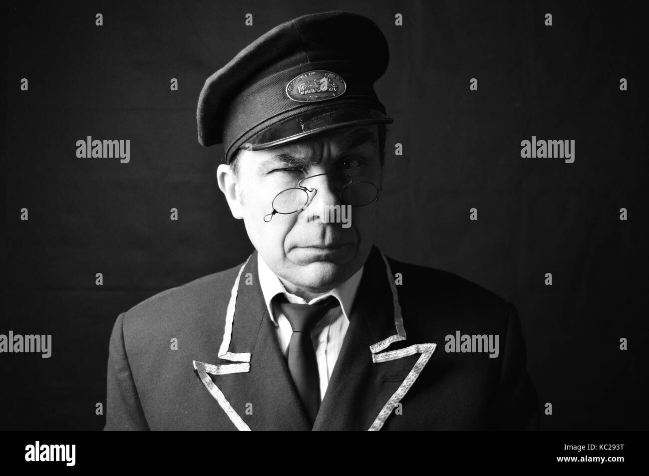 Vintage Steam train Station Master Stock Photo - Alamy