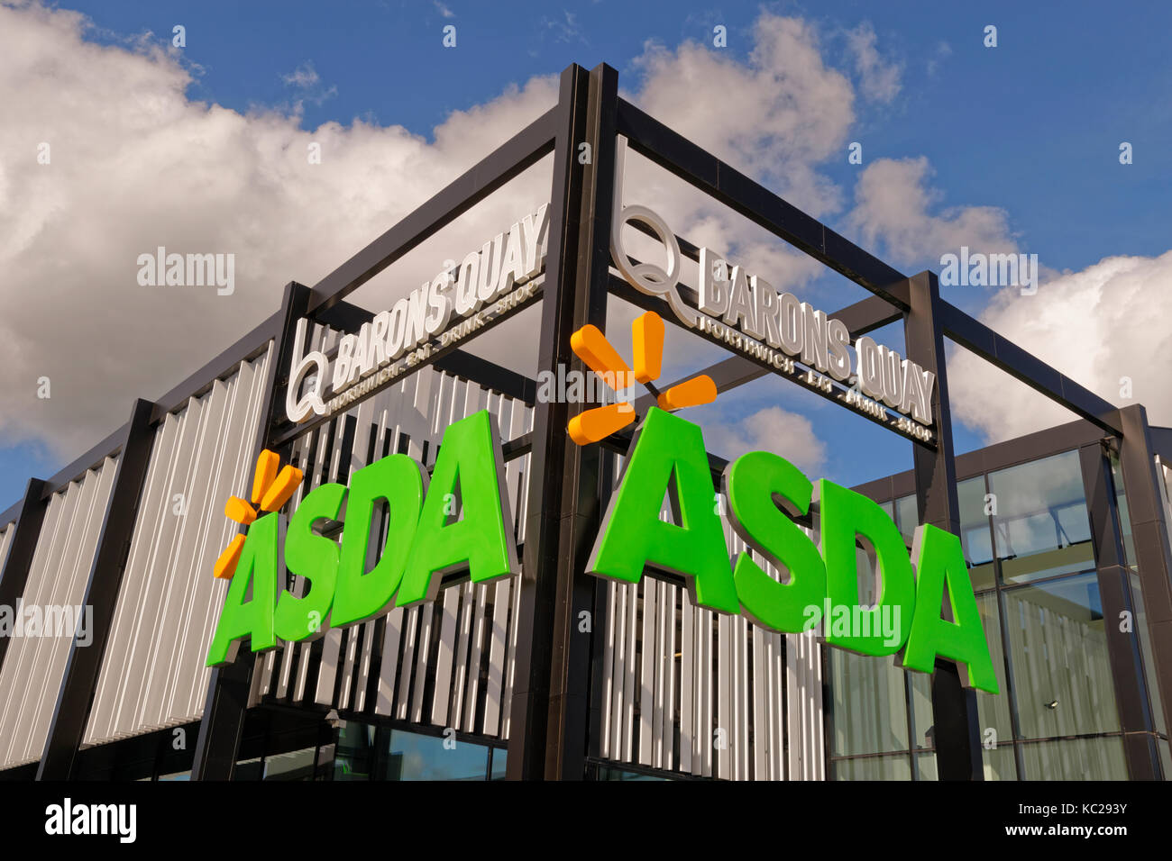 Signage at the new Asda store at Barons Quay in Northwich, Cheshire ...