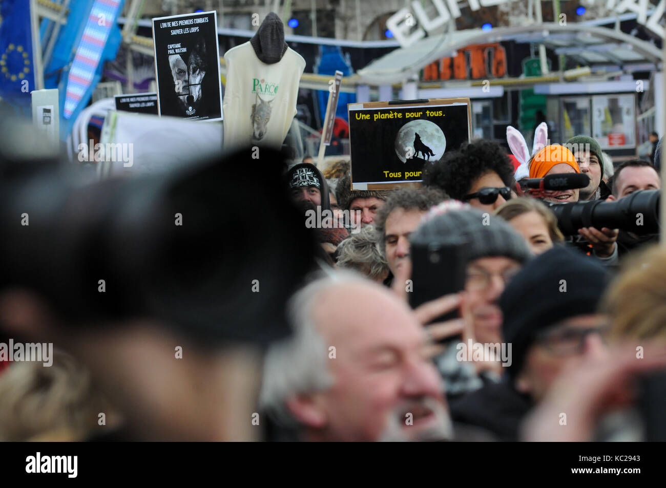 Thousands protest wolves killing in Lyon, France Stock Photo - Alamy