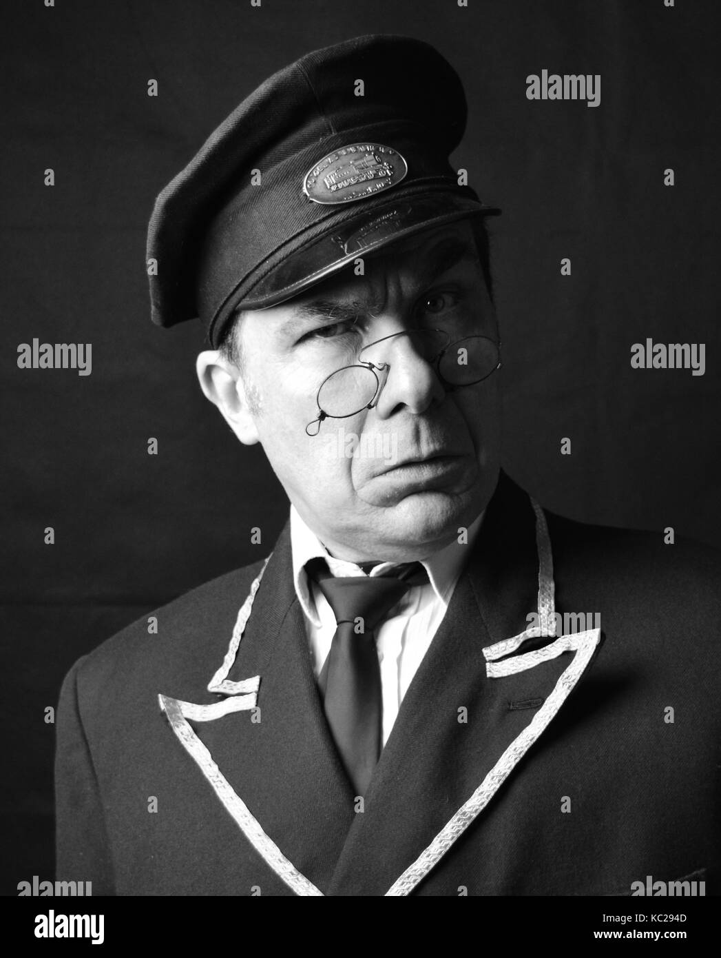 Vintage Steam train Station Master Stock Photo - Alamy