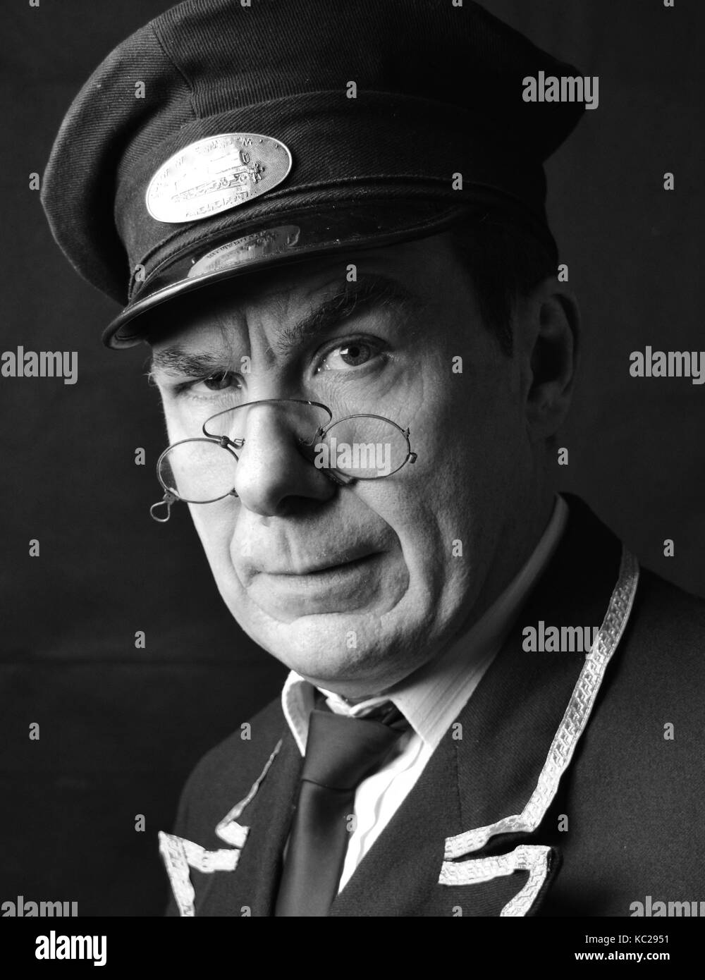 Vintage Steam train Station Master Stock Photo - Alamy