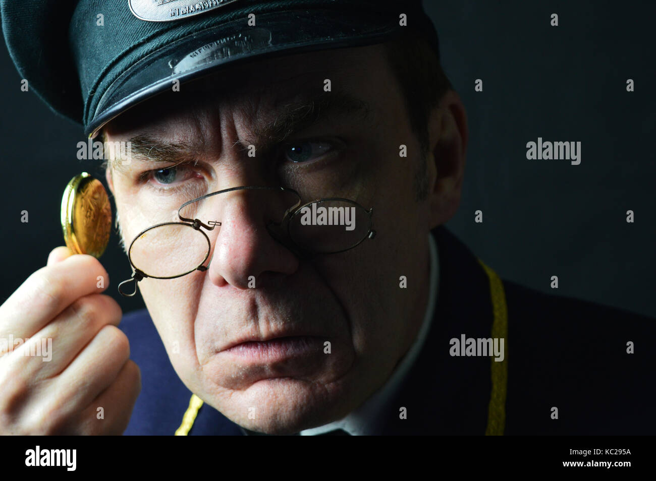 Vintage Steam train Station Master Stock Photo - Alamy