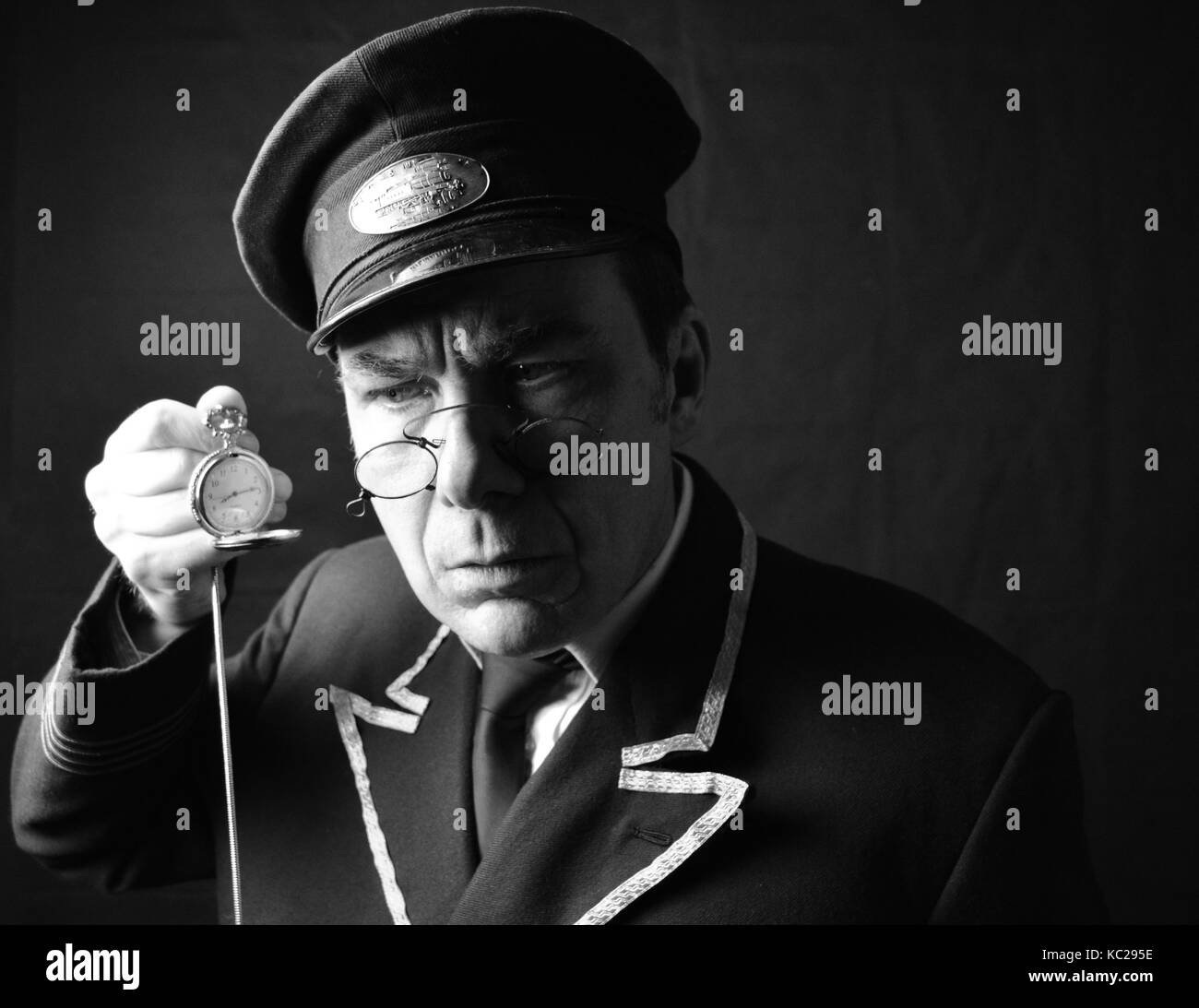 Vintage Steam train Station Master Stock Photo - Alamy