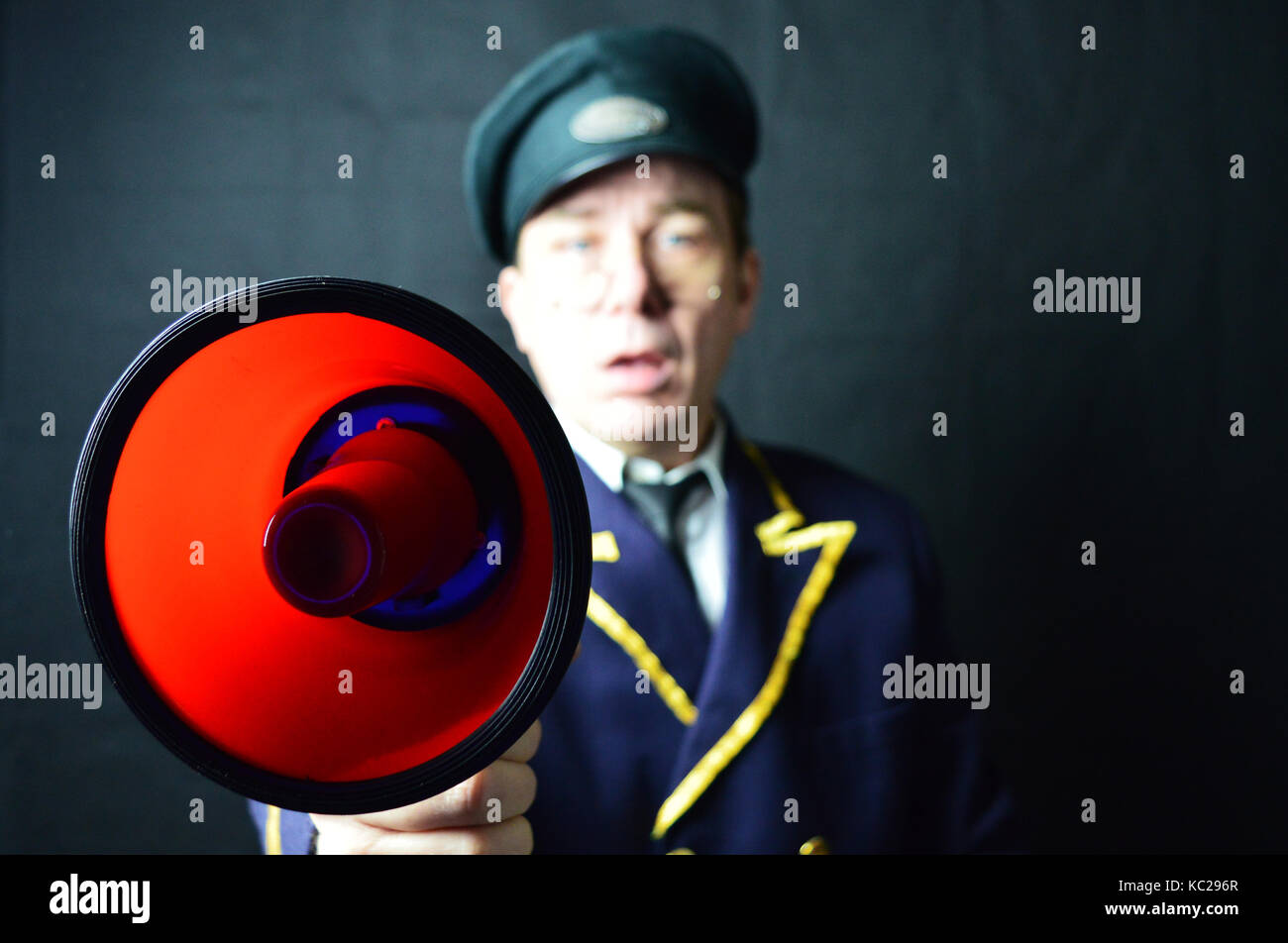 Vintage Steam train Station Master Stock Photo - Alamy