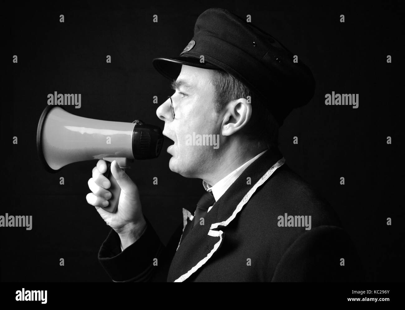 Vintage Steam train Station Master Stock Photo - Alamy