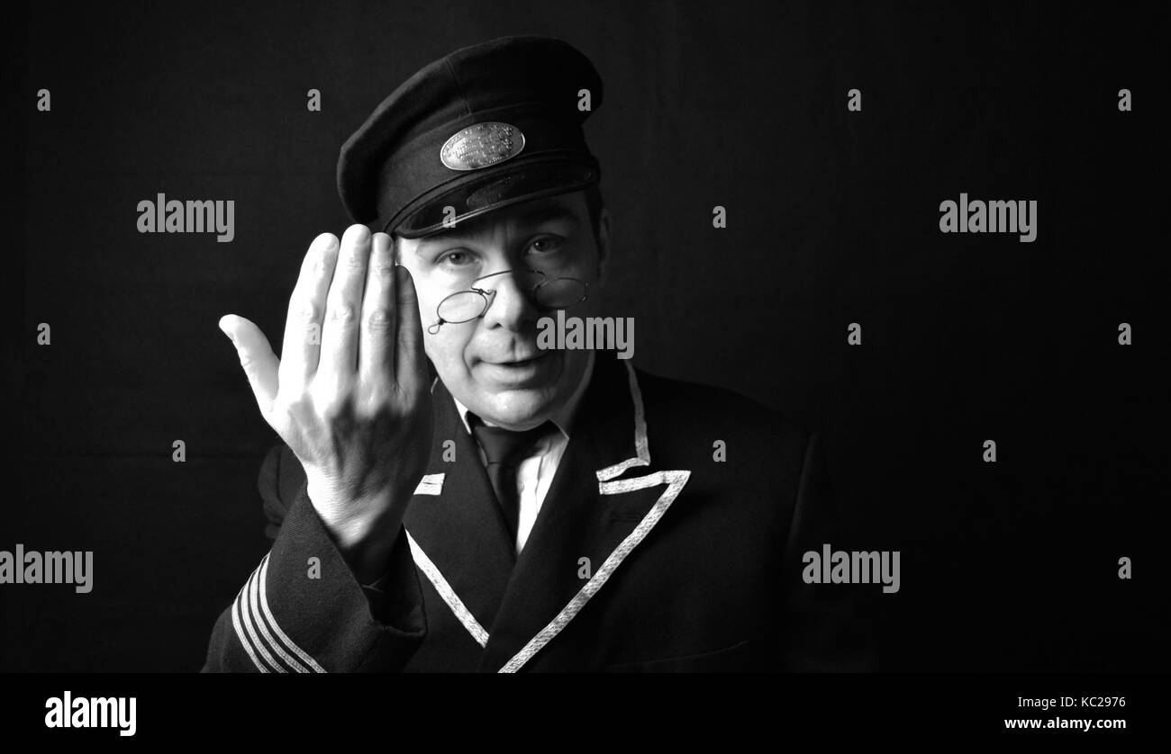 Vintage Steam train Station Master Stock Photo - Alamy