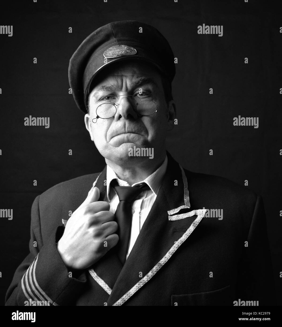 Vintage Steam train Station Master Stock Photo - Alamy