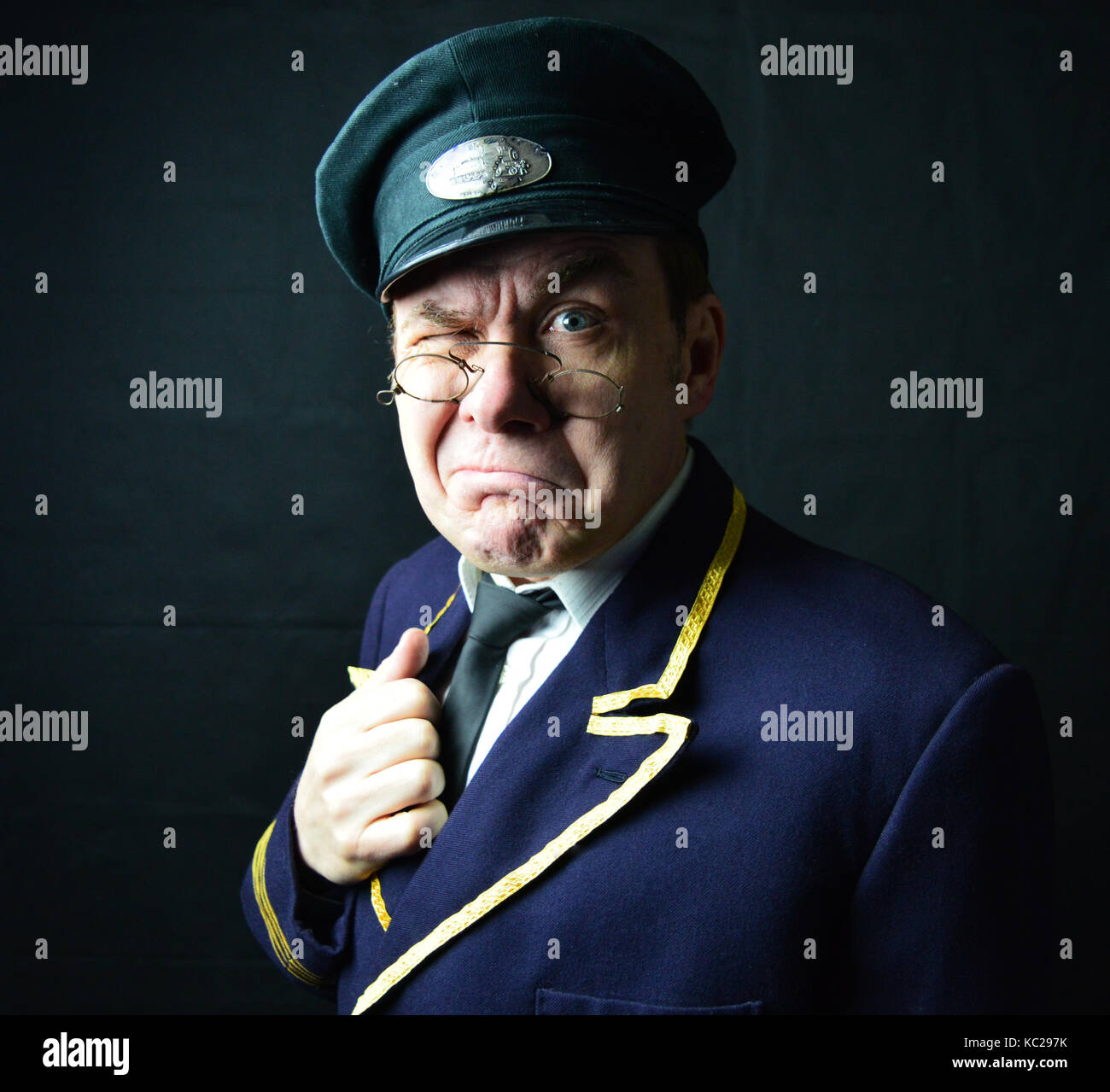 Vintage Steam train Station Master Stock Photo - Alamy