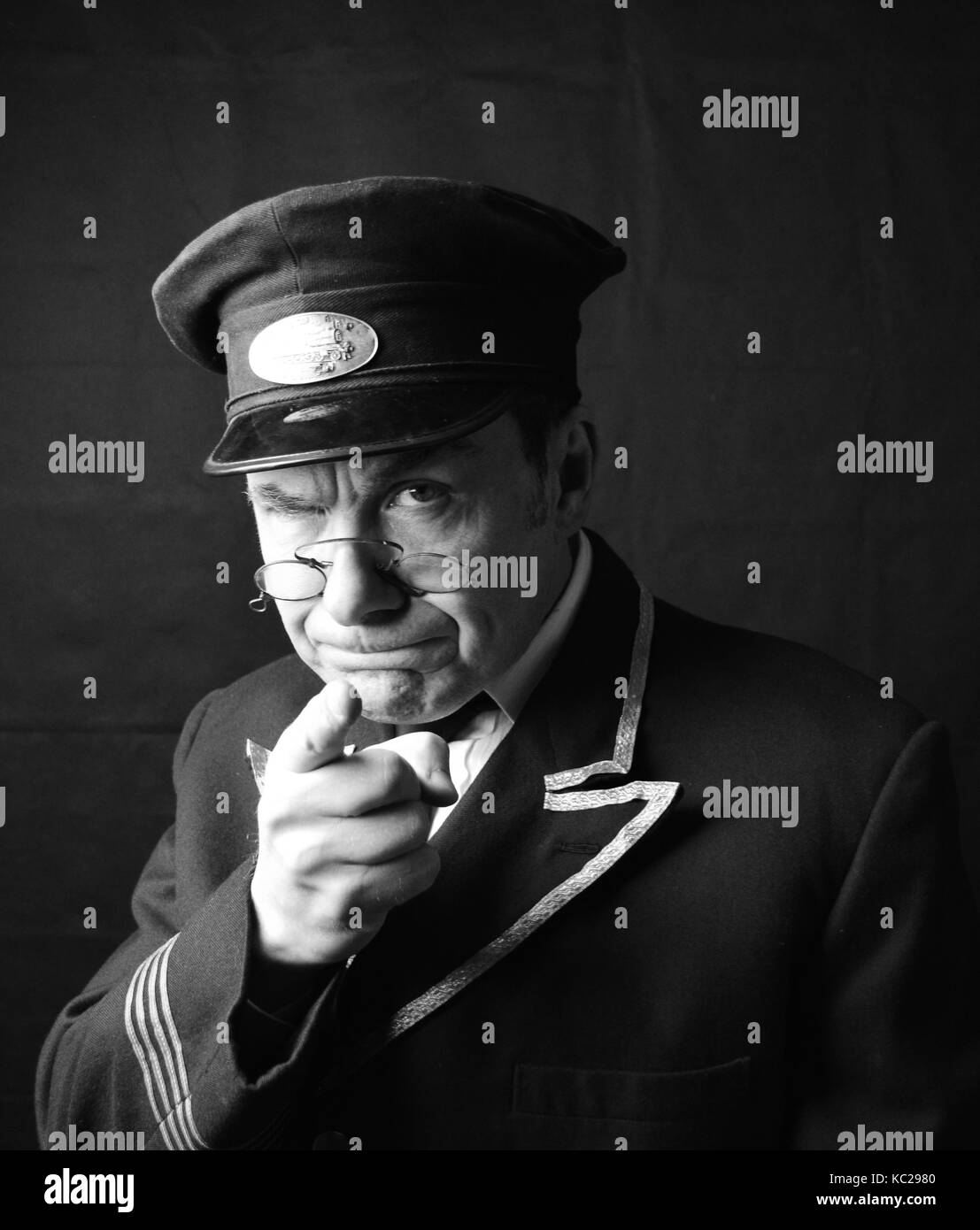 Vintage Steam train Station Master Stock Photo - Alamy