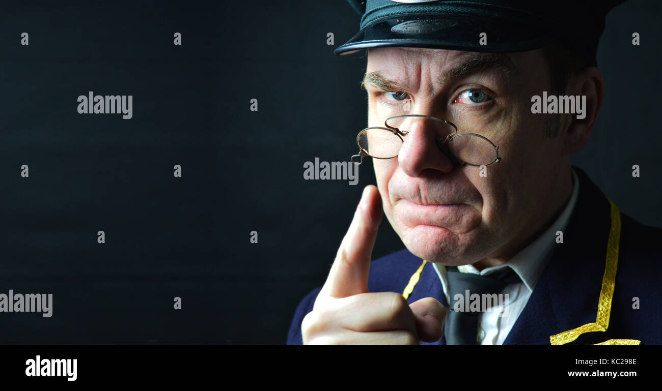 Vintage Steam train Station Master Stock Photo - Alamy