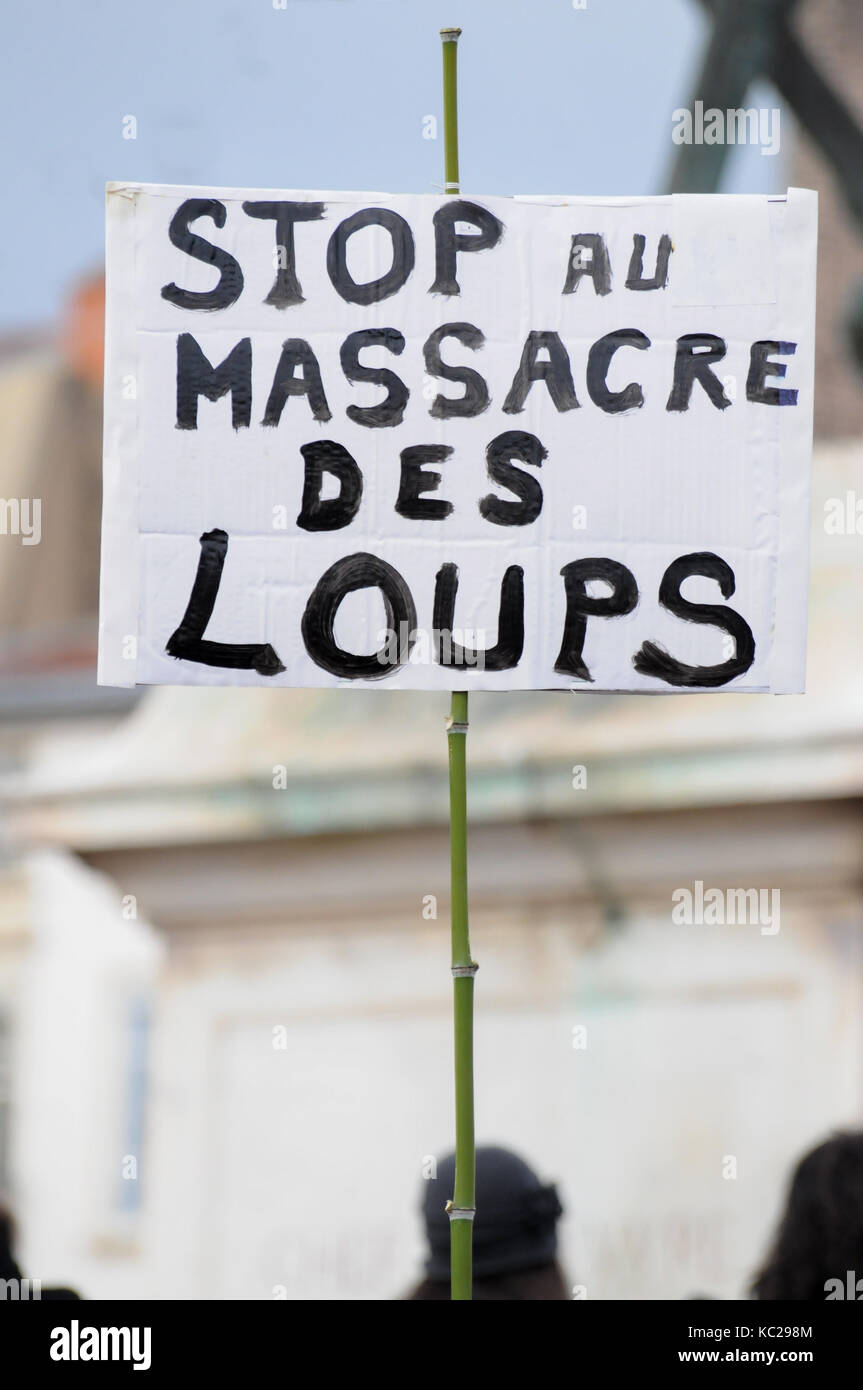 Thousands protest wolves killing in Lyon, France Stock Photo - Alamy