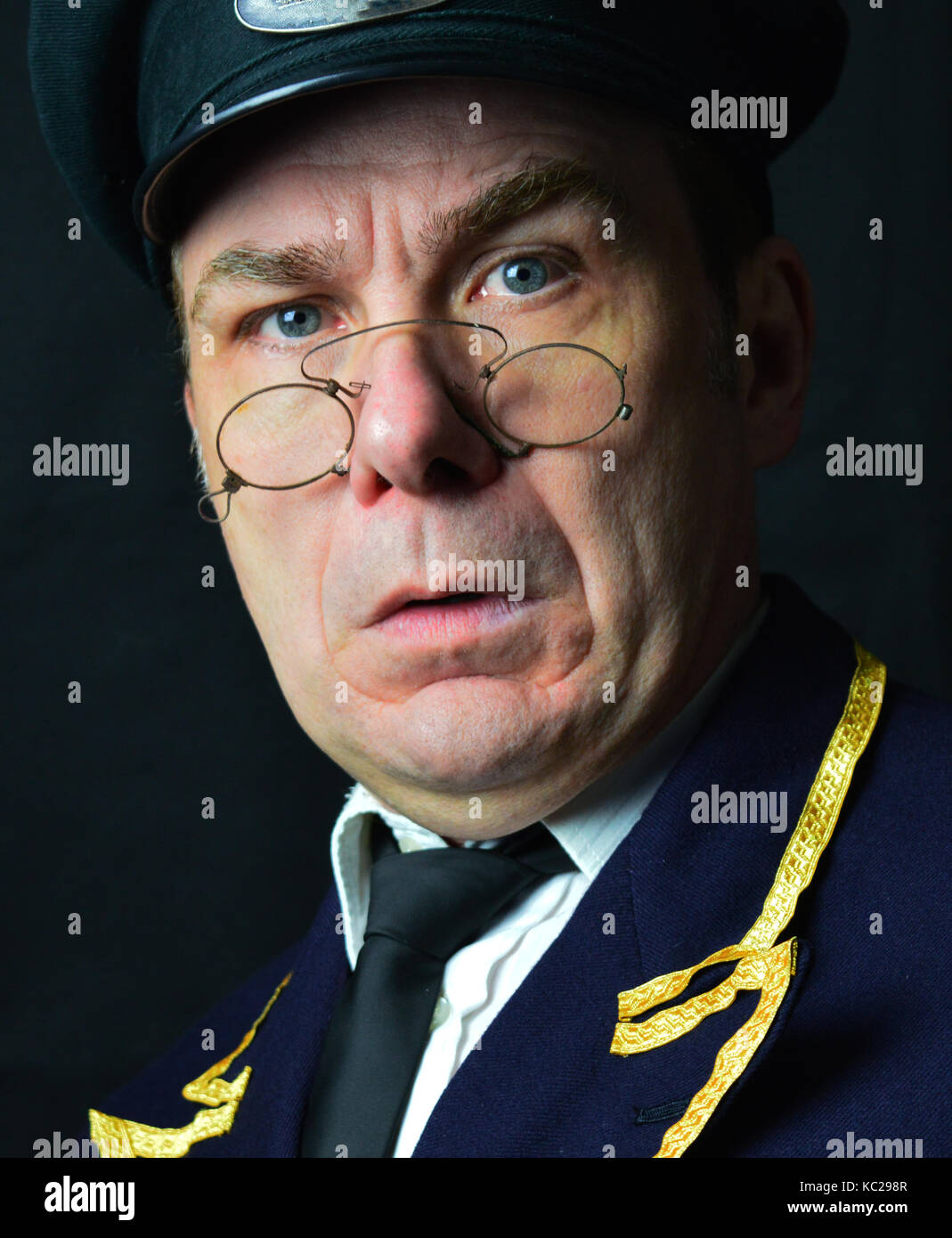 Vintage Steam train Station Master Stock Photo - Alamy