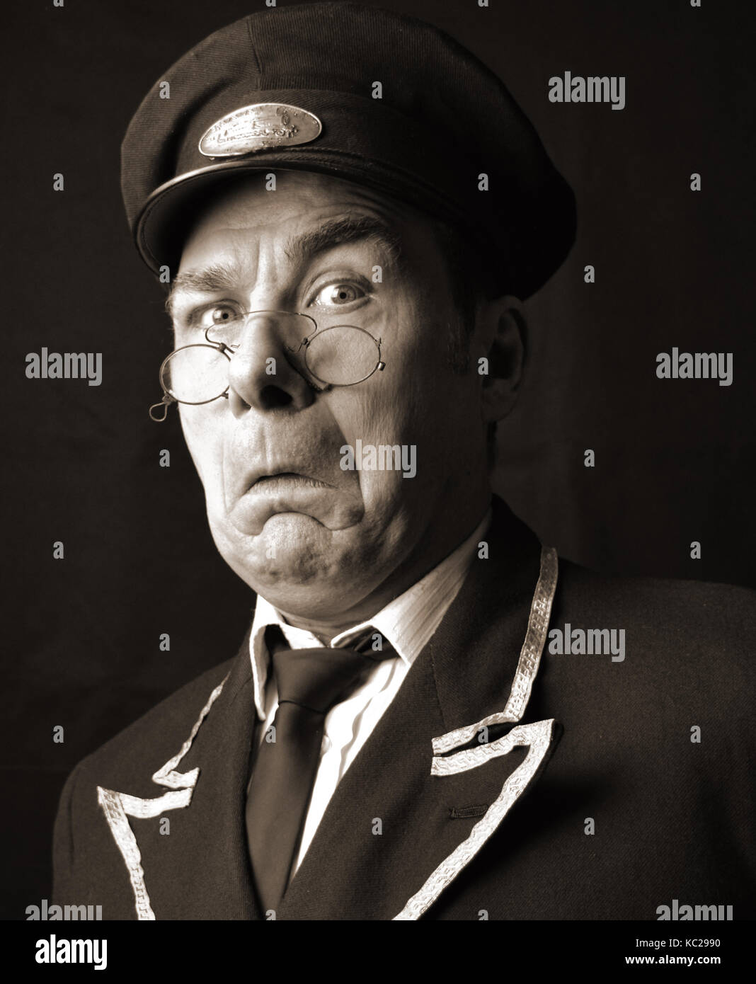 Vintage Steam train Station Master Stock Photo - Alamy