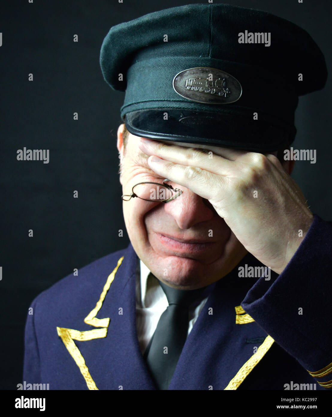 Vintage Steam train Station Master Stock Photo - Alamy