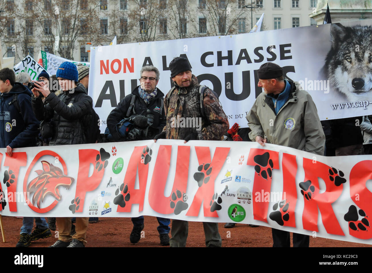 Thousands protest wolves killing in Lyon, France Stock Photo - Alamy