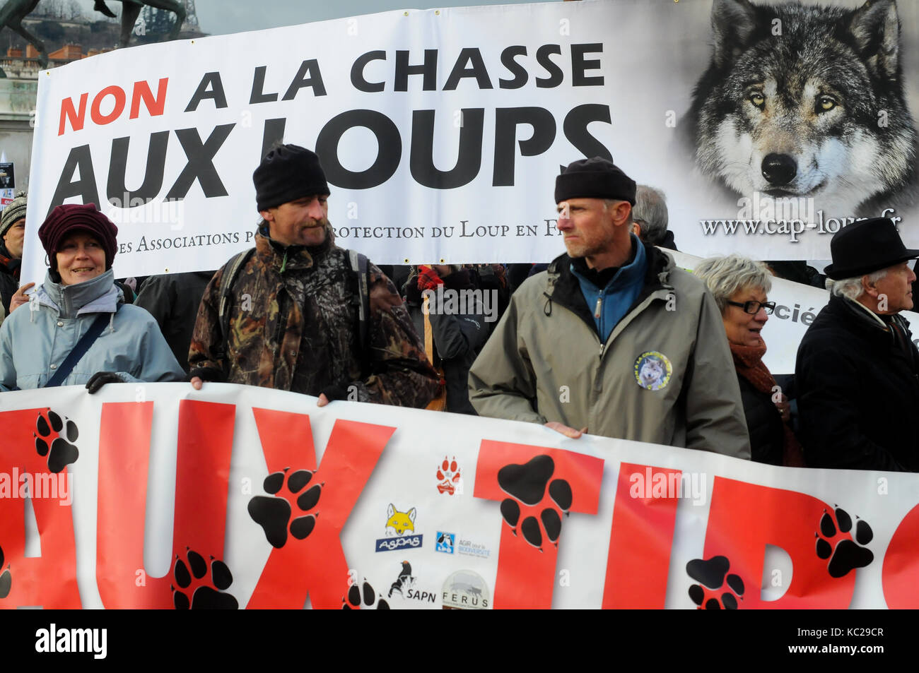 Thousands protest wolves killing in Lyon, France Stock Photo - Alamy