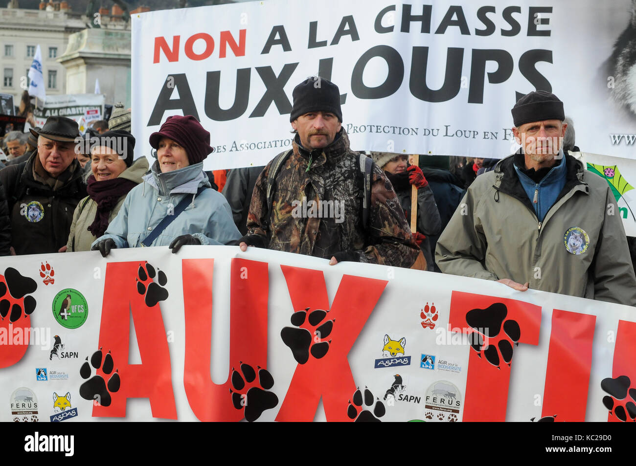 Thousands protest wolves killing in Lyon, France Stock Photo - Alamy