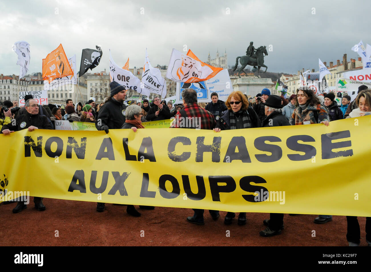 Thousands protest wolves killing in Lyon, France Stock Photo - Alamy