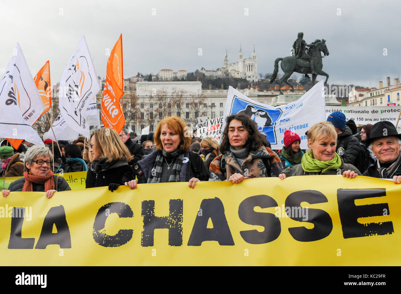 Thousands protest wolves killing in Lyon, France Stock Photo - Alamy