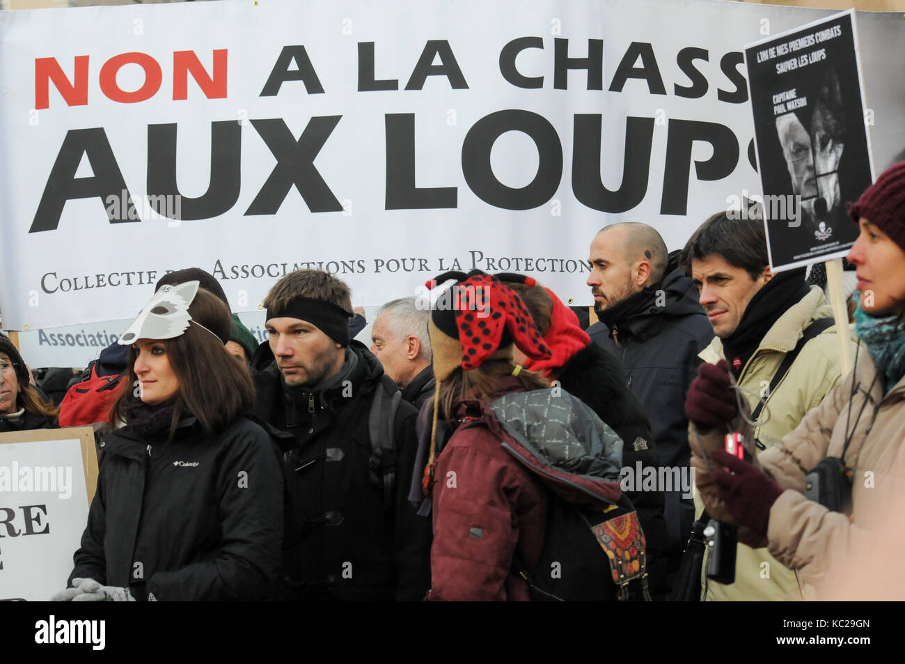 Thousands protest wolves killing in Lyon, France Stock Photo - Alamy