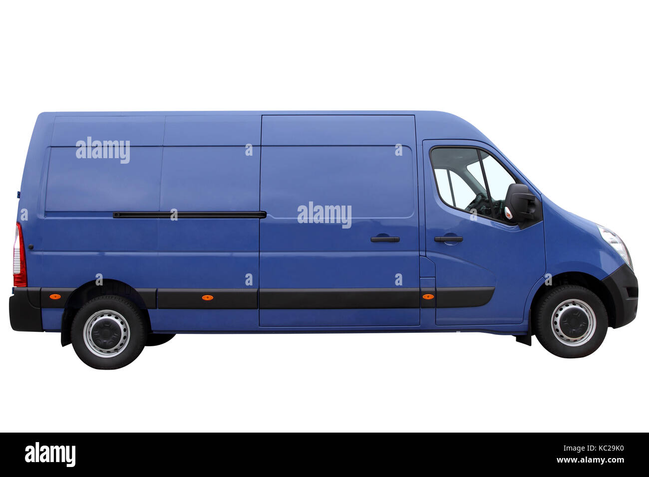 Modern blue van, isolated on white background Stock Photo - Alamy