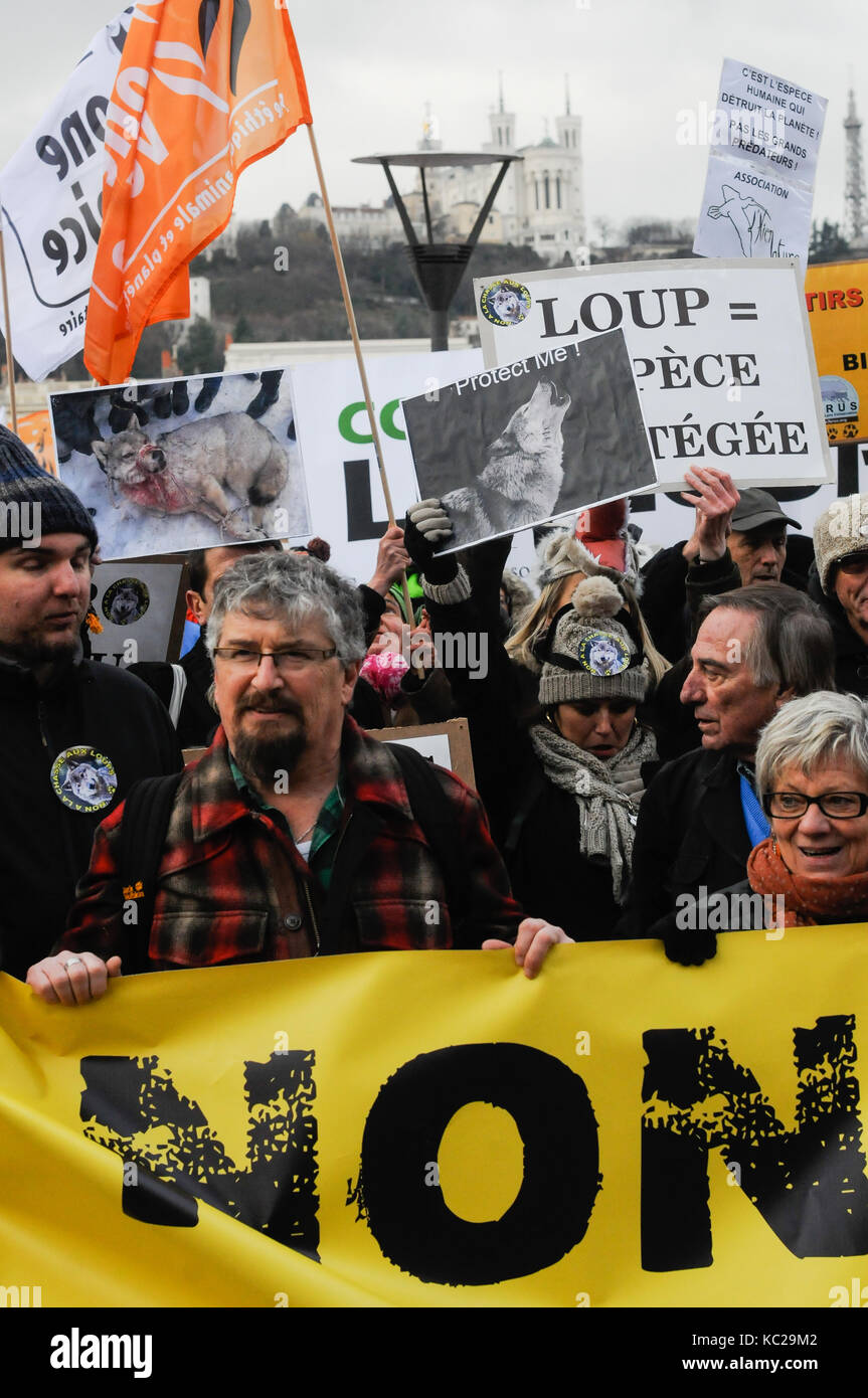 Thousands protest wolves killing in Lyon, France Stock Photo - Alamy