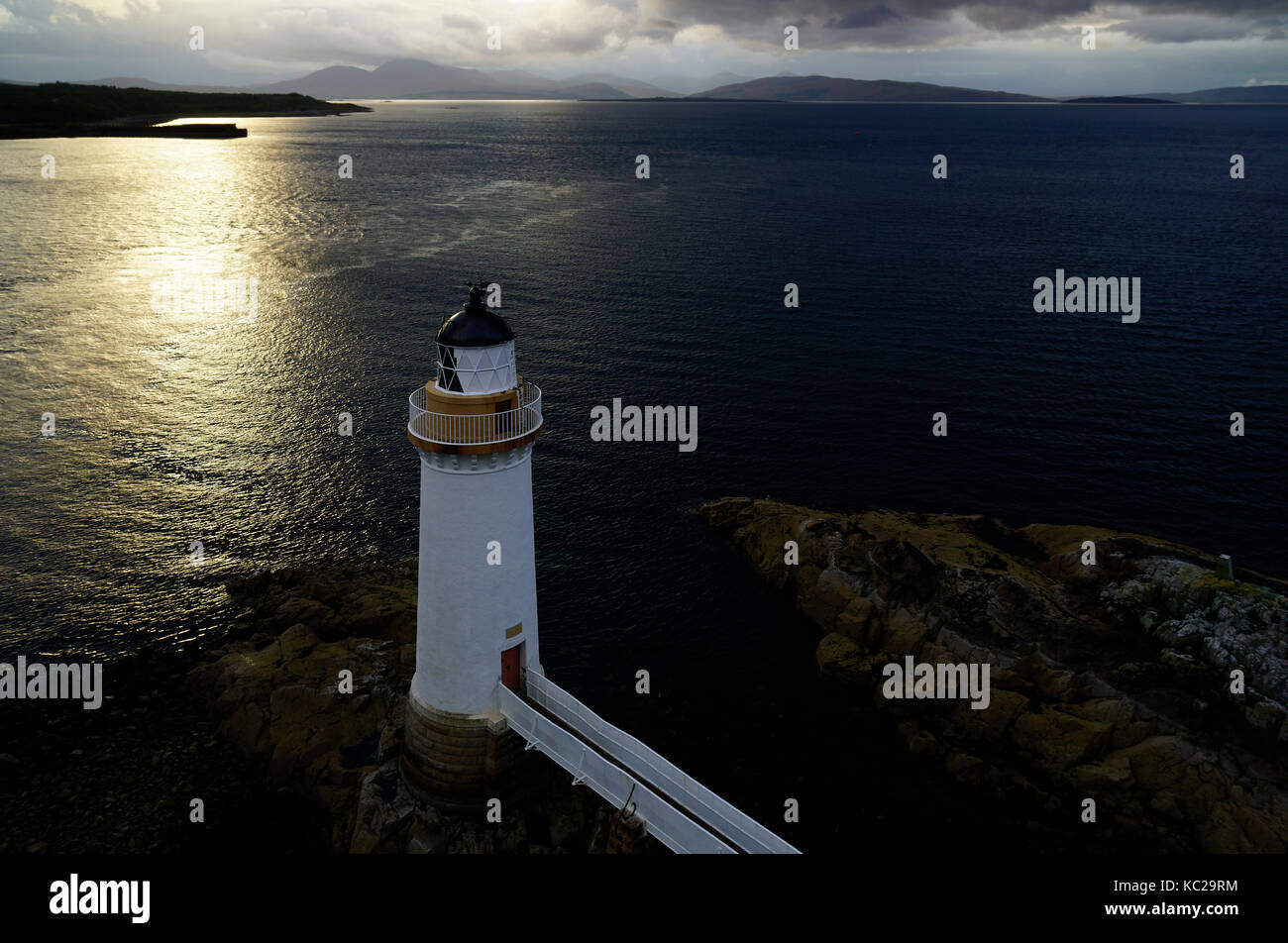 Eilean Ban Lighthouse at sunset Stock Photo - Alamy