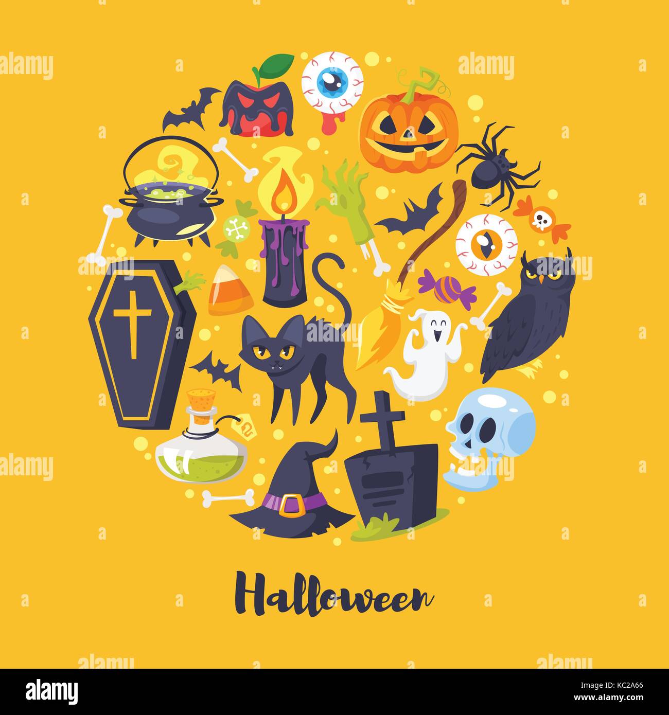 round composition of Halloween symbols Stock Vector Image & Art - Alamy