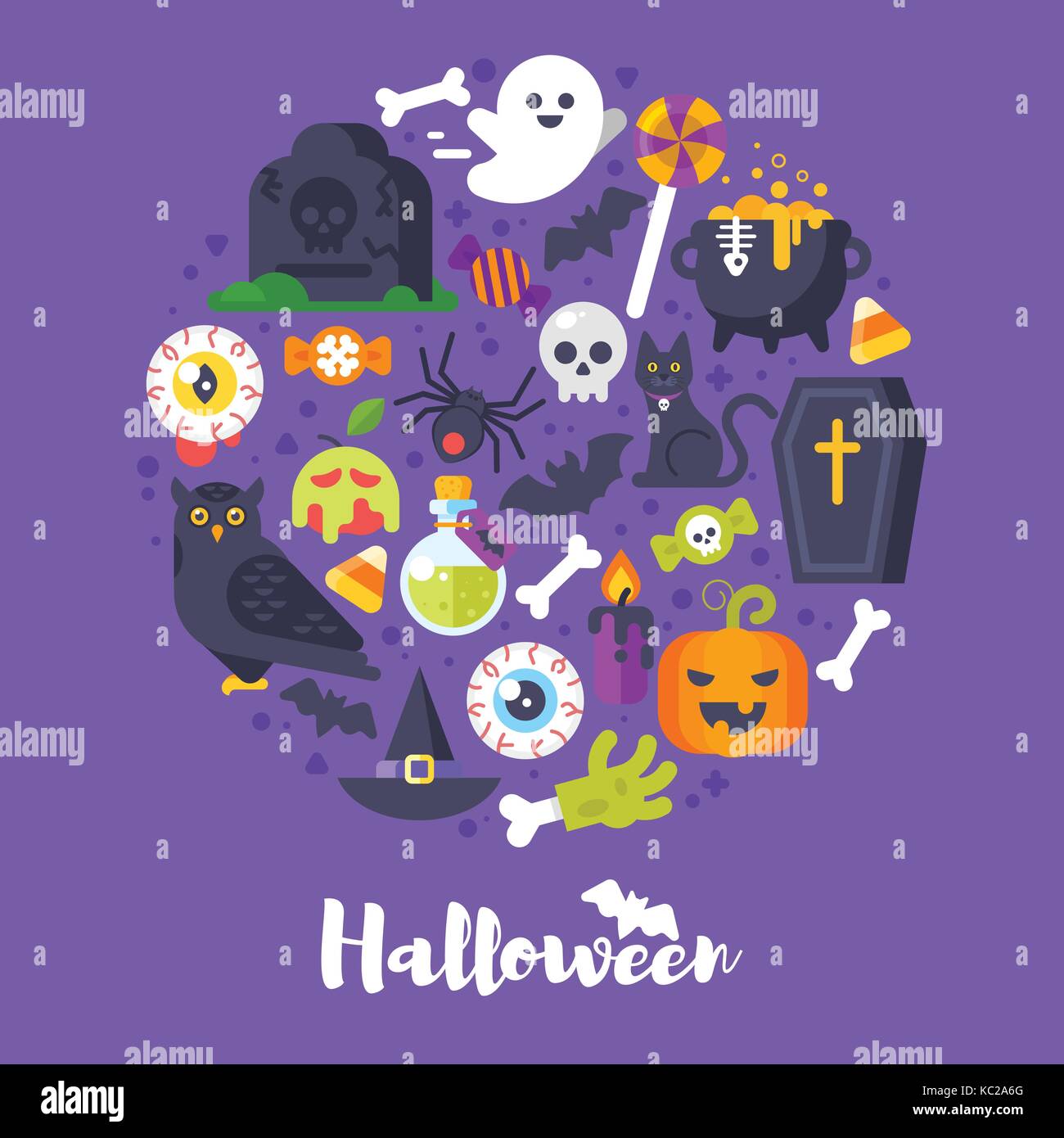 round composition of Halloween symbols Stock Vector Image & Art - Alamy
