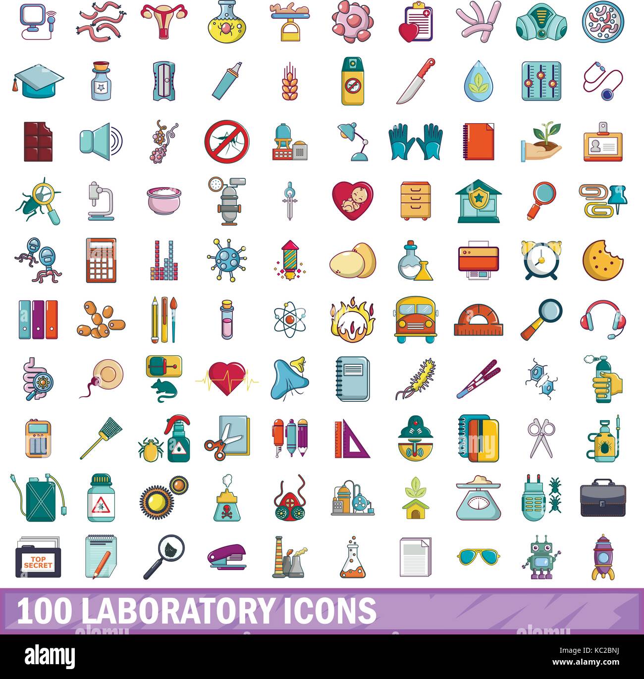 100 laboratory icons set, cartoon style Stock Vector Image & Art - Alamy