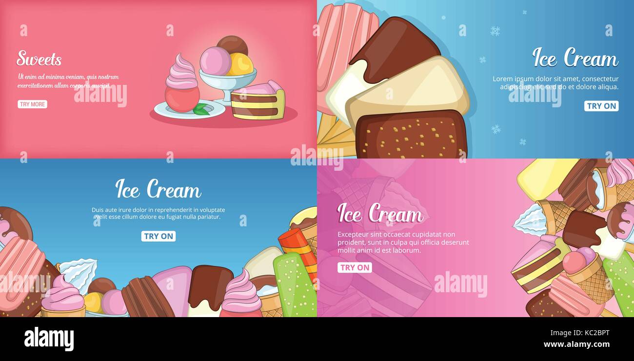 Ice Cream banner set template, cartoon style Stock Vector Image & Art ...