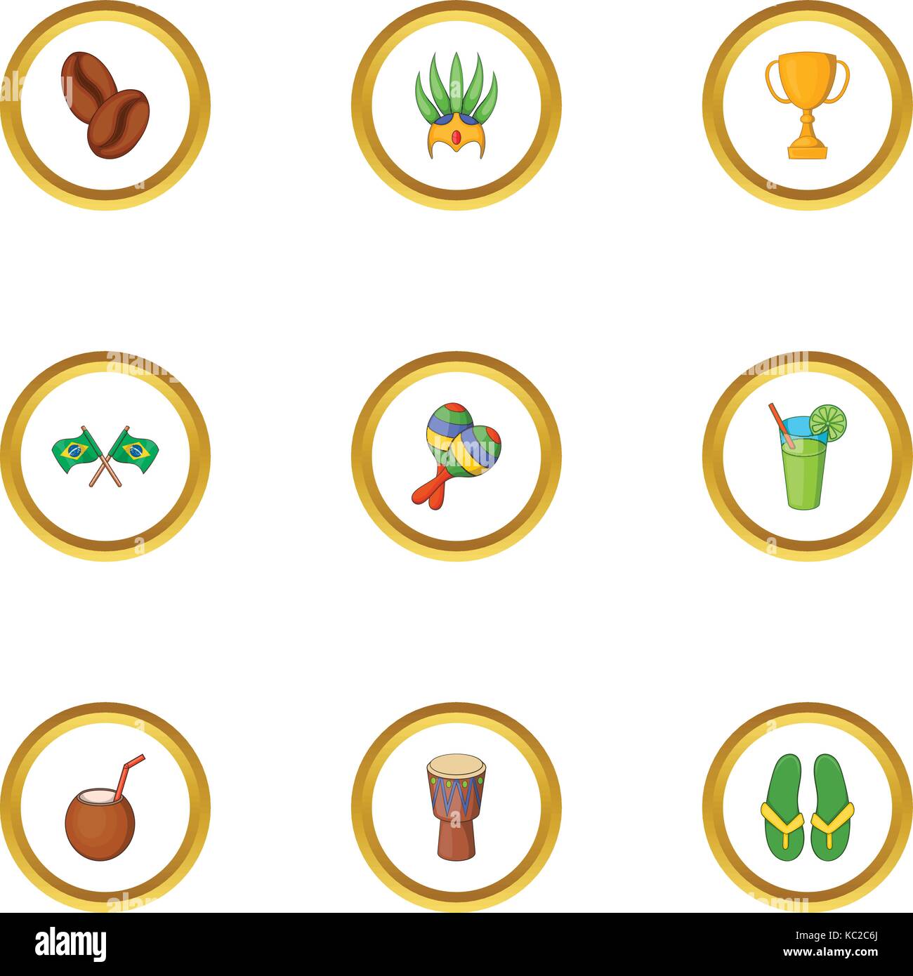 Brazil country icons set, cartoon style Stock Vector Image & Art - Alamy