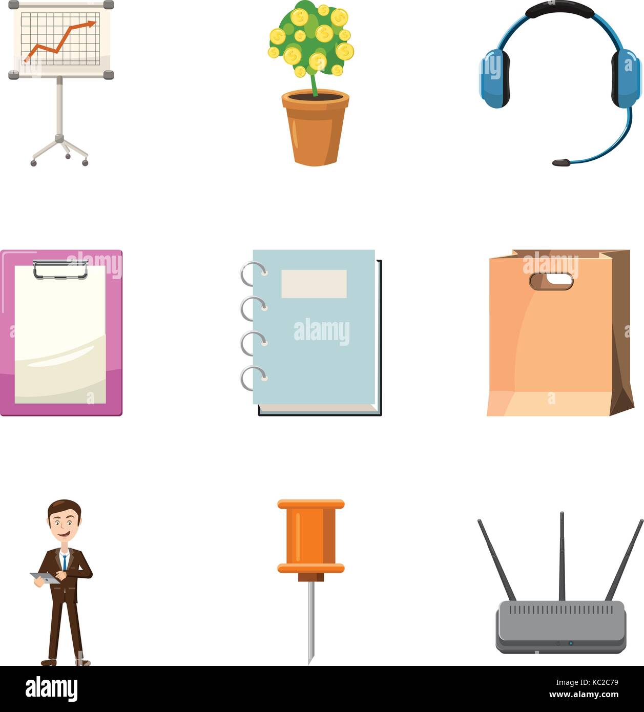 Office work icons set, cartoon style Stock Vector Image & Art - Alamy