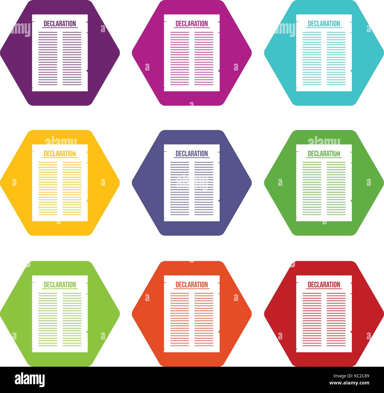 Declaration of independence icon set color hexahedron Stock Vector ...