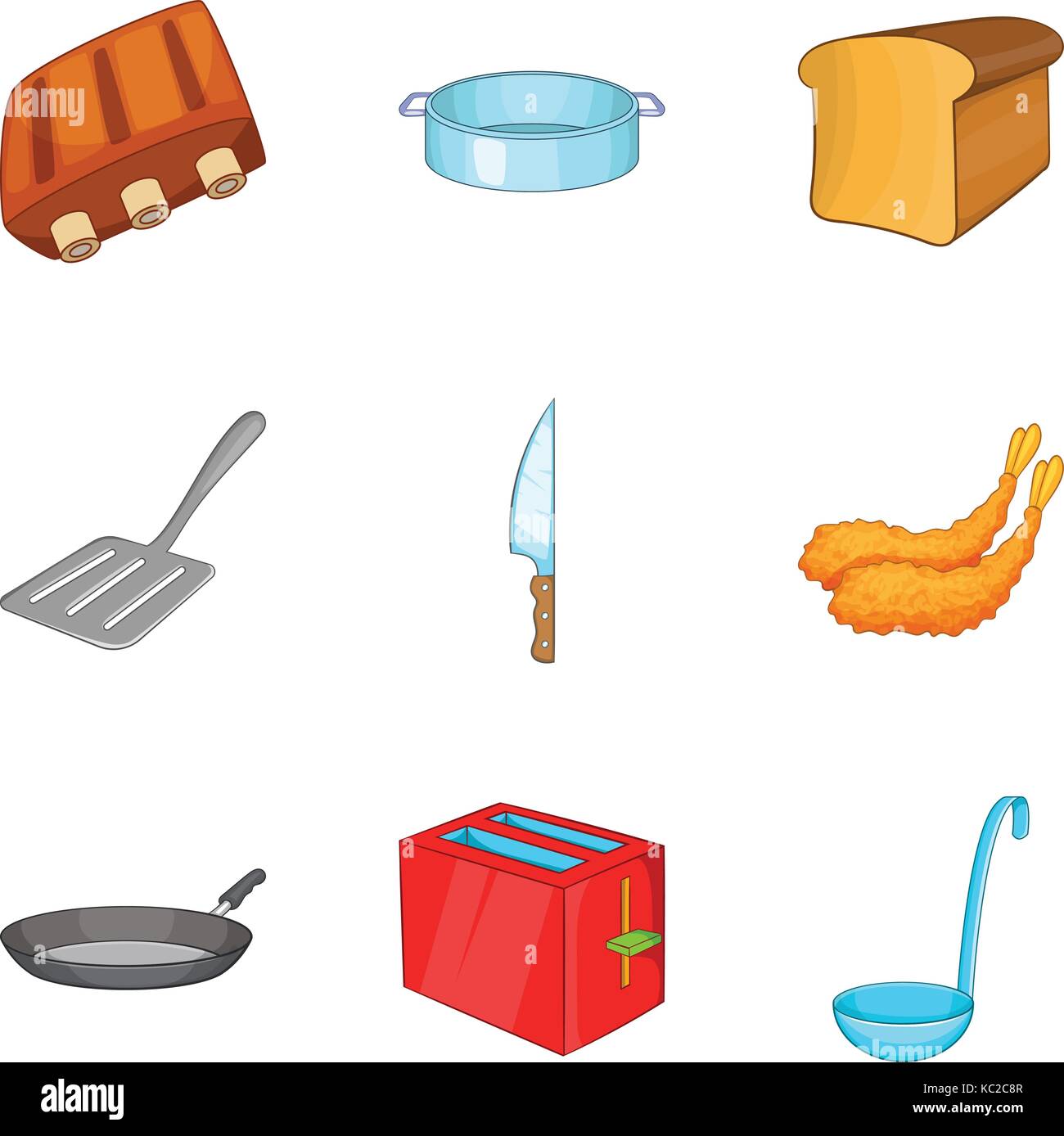 Toast icons set, cartoon style Stock Vector Image & Art - Alamy