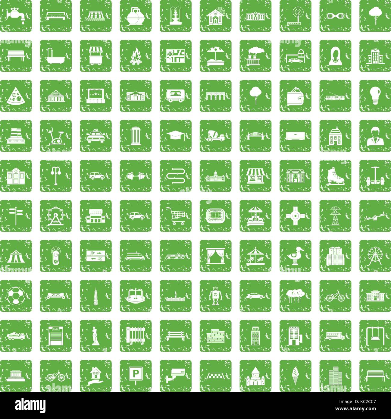 100 urban icons set grunge green Stock Vector Image & Art - Alamy