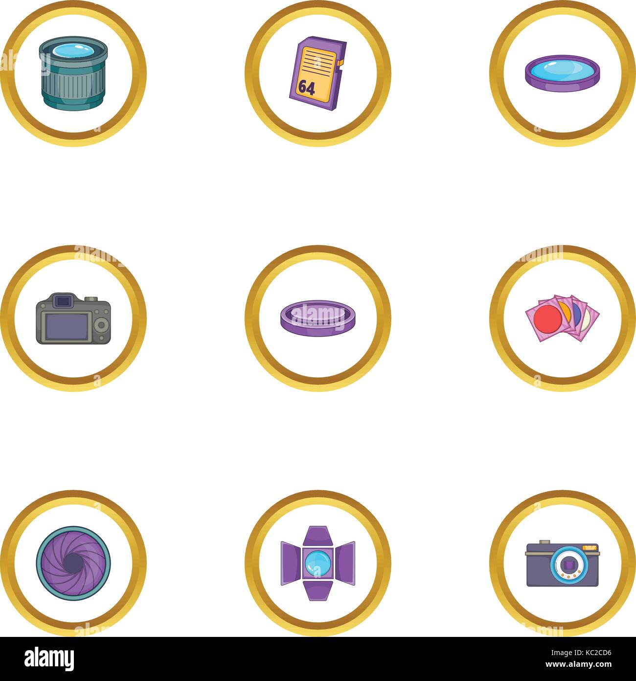 Photo studio equipment icons set, cartoon style Stock Vector Image ...