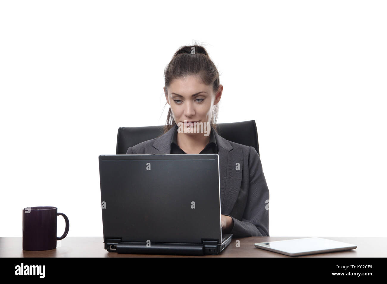 business woman working at her desk in the office Stock Photo - Alamy
