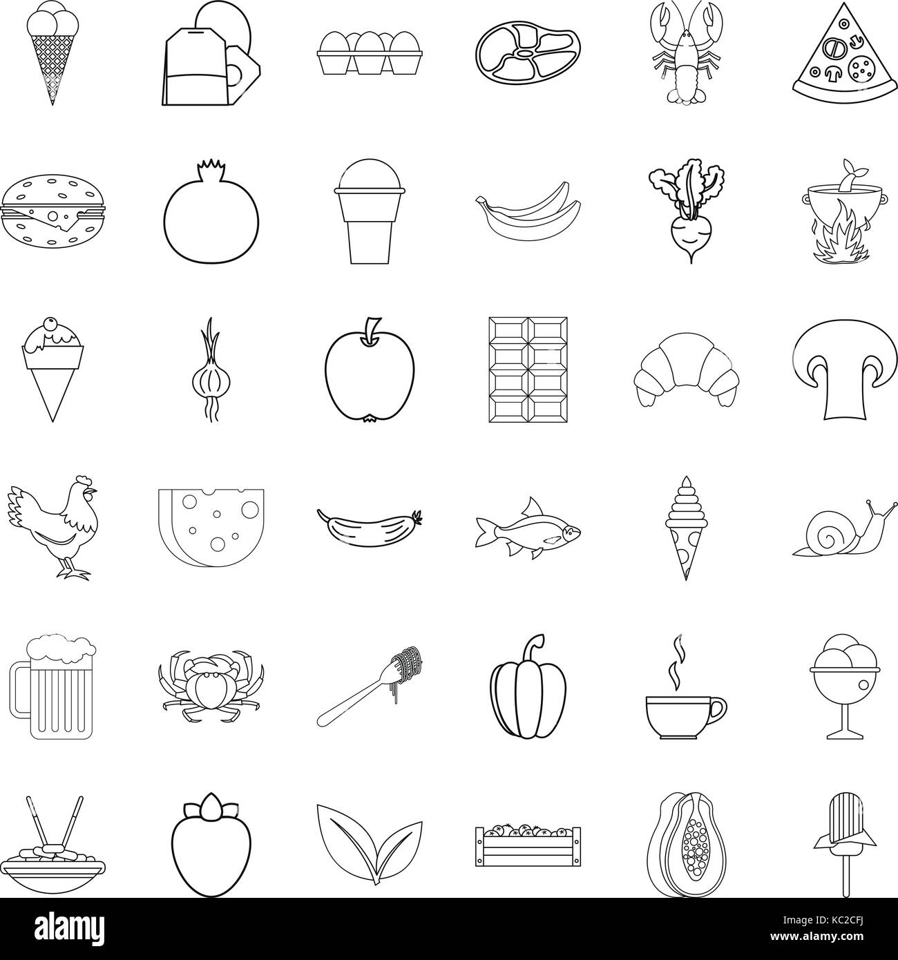 Fresh food icons set, outline style Stock Vector Image & Art - Alamy